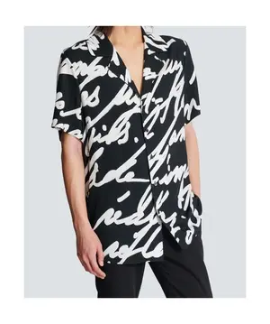 Balmain Love Letter Printed Twill Pyjama Shirt