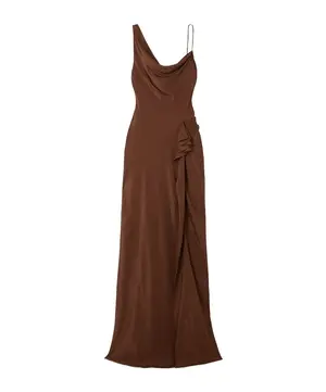 Dries Van Noten Asymmetrical Draped Satin Maxi Dress