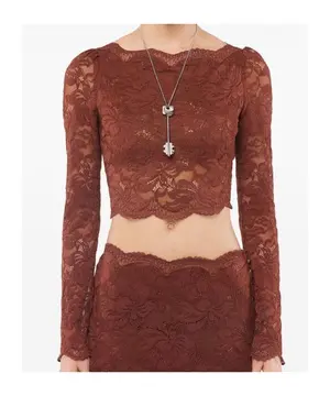 Rabanne Off-shoulder Lace Crop Top
