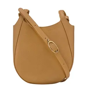 Longchamp Small Le Foulonné Leather Shoulder Bag - Nutmeg