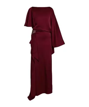 Erdem Draped Evening Dress With Ruffled Sleeves - Brown