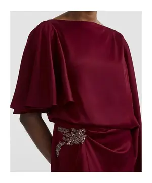 Erdem Draped Evening Dress With Ruffled Sleeves - Brown