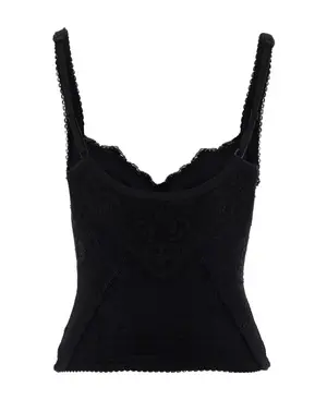 Balenciaga Lace Detailed Sleeveless Bustier Top