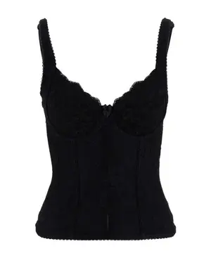 Balenciaga Lace Detailed Sleeveless Bustier Top - Black