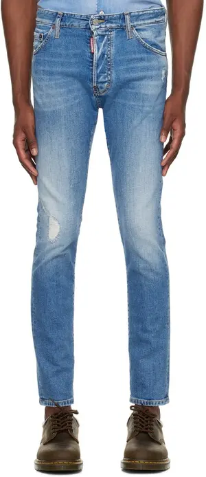 Dsquared2 Straight Leg Distressed Jeans - Blue