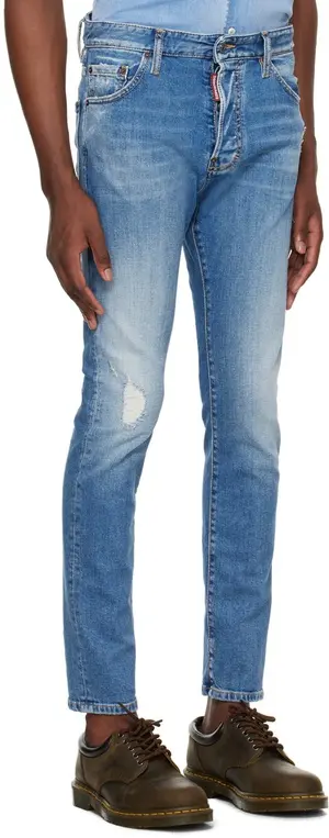 Dsquared2 Straight Leg Distressed Jeans - Blue