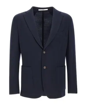 Eleventy Soft Slim-fit Blazer With Logo Button Closure - Black