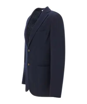 Eleventy Soft Slim-fit Blazer With Logo Button Closure - Black