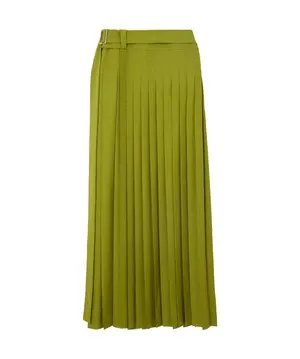 Erdem Pleated Skirt With Slit And Metal Accessories