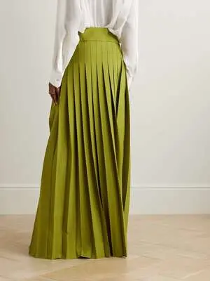 Erdem Pleated Skirt With Slit And Metal Accessories