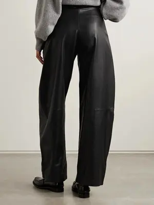 Nour Hammour Leather Wide-leg Trousers - Black