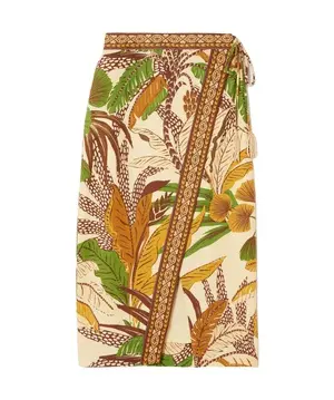 FARM RIO Farm Rio Graphic Print Tie Detailed Midi Skirt