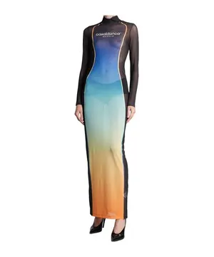 Casablanca Gradient Effect Long Dress - Black