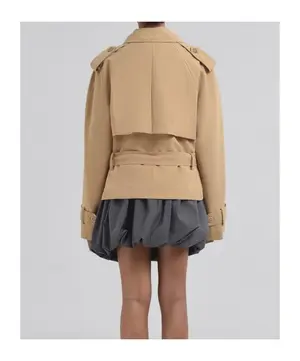 Marni Double-breasted Short Trench Jacket With Detachable Waistband