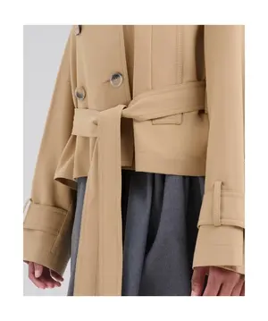Marni Double-breasted Short Trench Jacket With Detachable Waistband