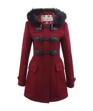 Burberry Hooded Coat With Horn Buckle Detailing