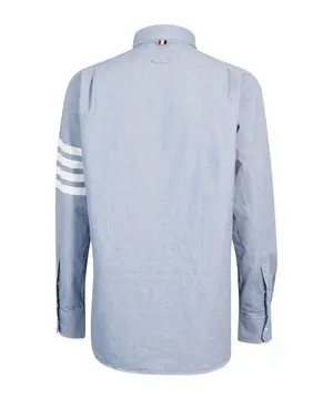 Thom Browne Flannel 4-bar Straight Fit Shirt - Light Blue