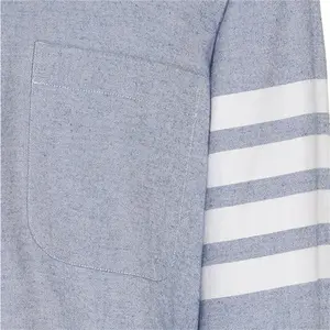 Thom Browne Flannel 4-bar Straight Fit Shirt - Light Blue