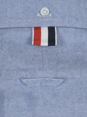 Thom Browne Flannel 4-bar Straight Fit Shirt - Light Blue