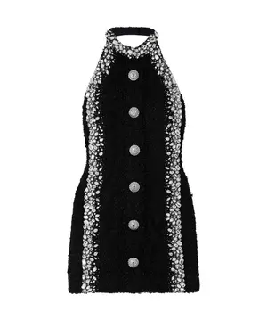 Balmain Embellished Buttoned Short Dress