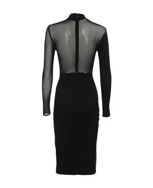 John Richmond Sheer Paneled Embellished Long Sleeve Dress