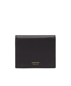 FERRAGAMO Double-fold Wallet - Black/cognac
