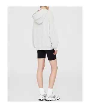 ANINE BING Harvey Distressed Logo Printed Hoodie - Heather Ash