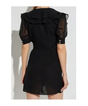 Alessandra Rich V-neck Puff Sleeve Wrap Mini Dress