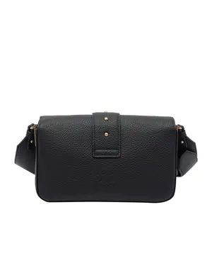 Pinko Love Birds Foldover Top Satchel Bag - Black