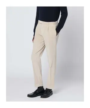 SANTANIELLO Pleated Casual Pants With Belt Loops - Nude