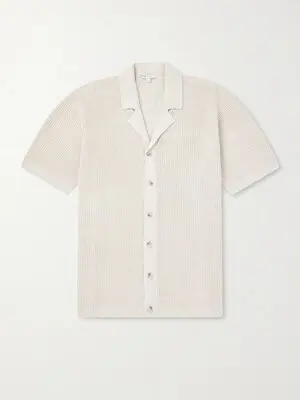 Onia Camp-collar Linen, Silk And Cotton-blend Shirt - Neutrals