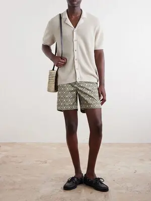 Onia Camp-collar Linen, Silk And Cotton-blend Shirt - Neutrals