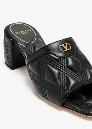 Valentino Garavani Vlogo Signature Quilted Block Heel Mules