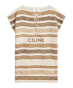 Celine Striped Cotton Tweed Baja Mini Dress - No