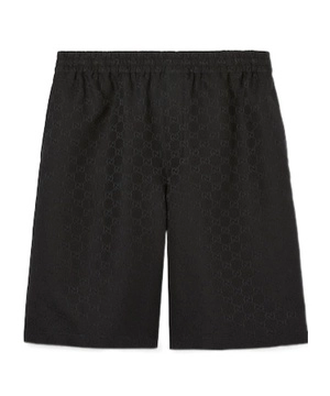 Gucci Gg Canvas Linen Blend Shorts - Black