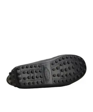 TOD'S Logo Engraved Perforated Loafers - Black