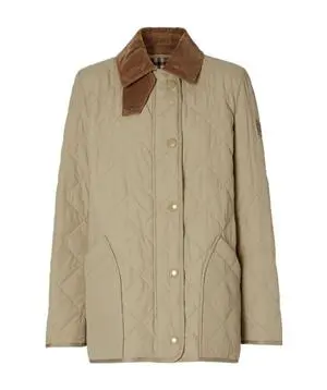 Burberry Diamond Quilted Jacket With Corduroy Collar - Honey-colored