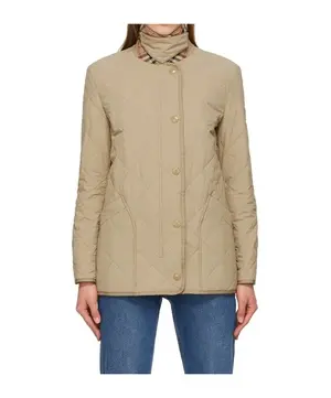 Burberry Diamond Quilted Jacket With Corduroy Collar - Honey-colored