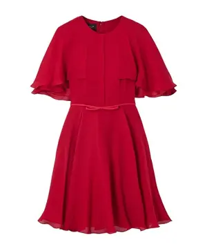 Giambattista Valli Cape-sleeve Bow-detail Mini Dress - Red