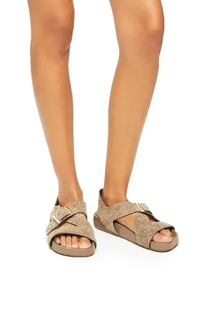 Loewe Ease Buckle Sandal In Brushed Suede - Multicolor