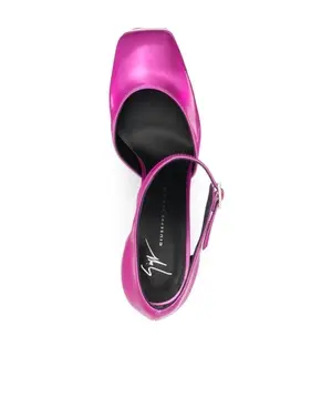 GIUSEPPE ZANOTTI High Platform Square Toe Heels With Buckle Ankle Strap - Pink