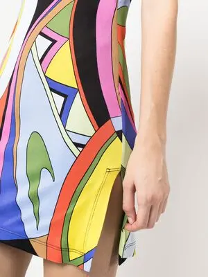Moschino Graphic-print Mini Dress With Side Slit