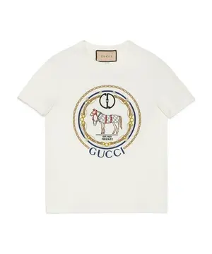 Gucci Cotton Jersey T-shirt With Interlocking G And Horse Motif