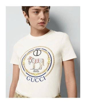 Gucci Cotton Jersey T-shirt With Interlocking G And Horse Motif
