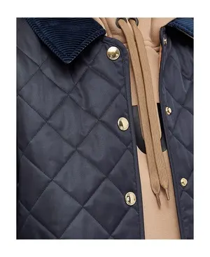 Burberry Quilted Buttoned Jacket With Corduroy Collar - Blue