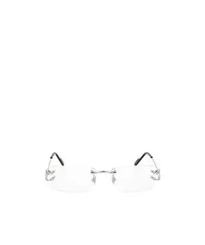 Cartier Silver Rimless Rectangular Eyeglasses - White
