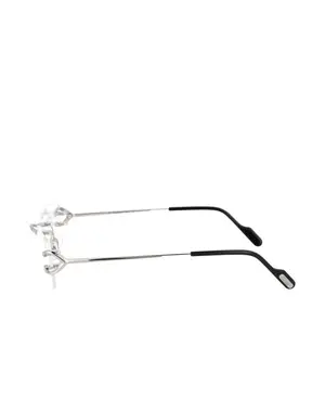Cartier Silver Rimless Rectangular Eyeglasses - White