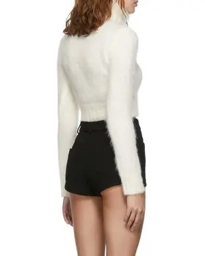Saint Laurent Ribbed Cropped Turtleneck Jumper