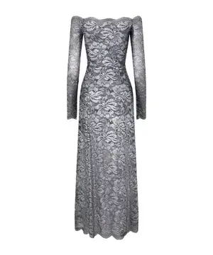 Rabanne Off-shoulder Lace Maxi Dress - Black/silver