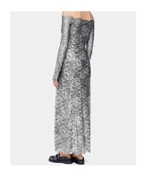 Rabanne Off-shoulder Lace Maxi Dress - Black/silver